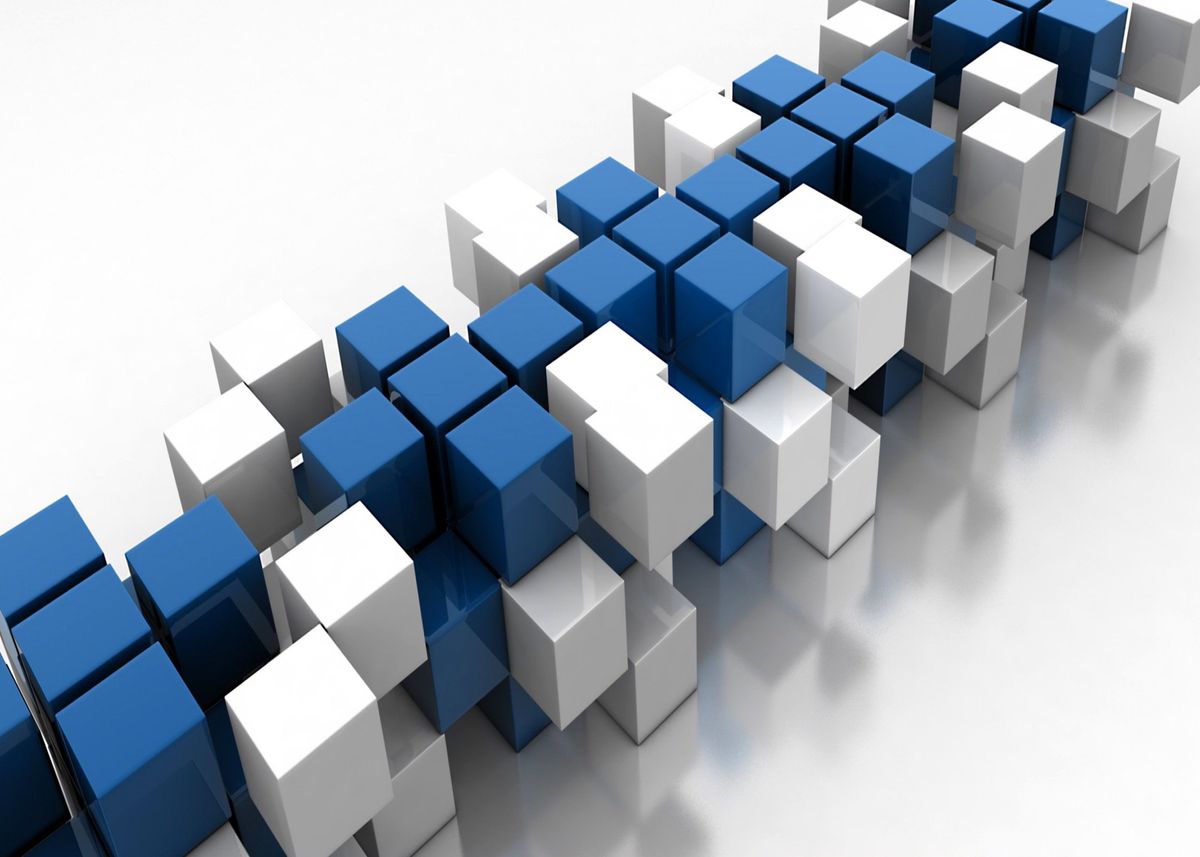 'blue white balok long' Poster, picture, metal print, paint by DheYa ...