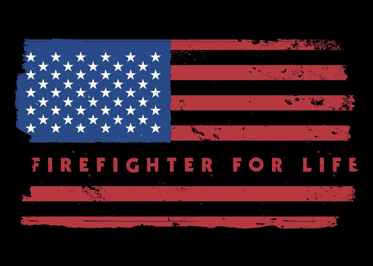 'Firefighter Flag' Poster by Poster Parlor | Displate