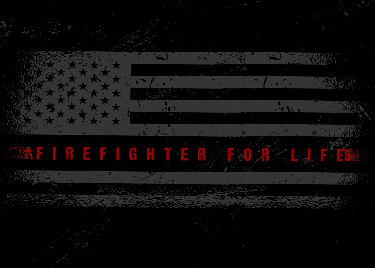 'Firefighter Thin red line' Poster, picture, metal print, paint by ...
