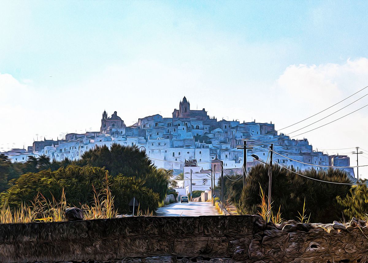 'Ostuni White Skyline' Poster, picture, metal print, paint by Sergio ...