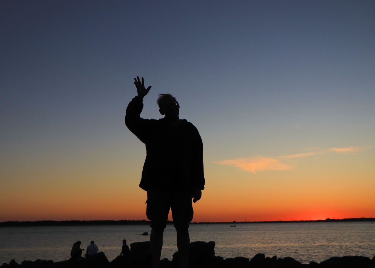 'Man in the sunset shadow' Poster, picture, metal print, paint by ...