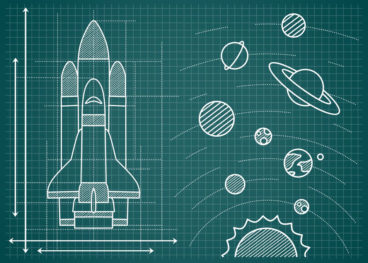 'Space shuttle blueprints' Poster, picture, metal print, paint by Yahya ...