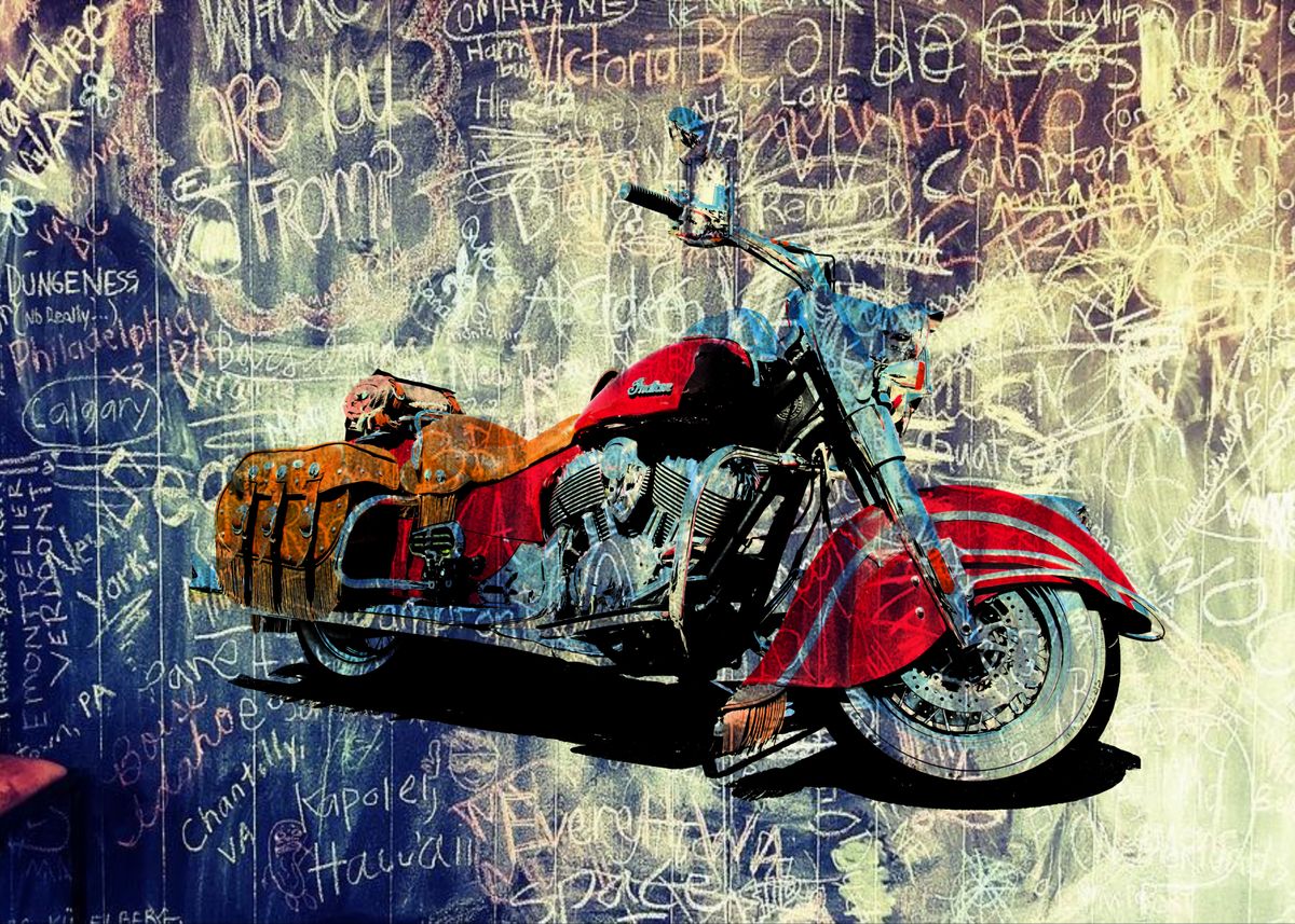'Indian Motorcycle Graffiti' Poster, picture, metal print, paint by ...