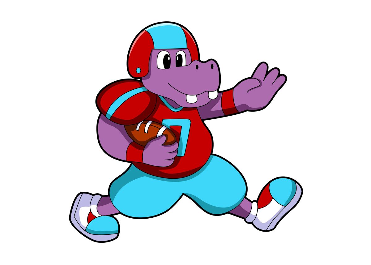 'Hippo Football Sports' Poster, picture, metal print, paint by Markus ...