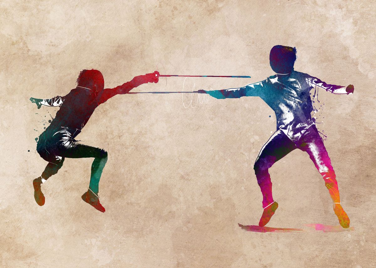 'Fencing sport art' Poster, picture, metal print, paint by JBJart ...