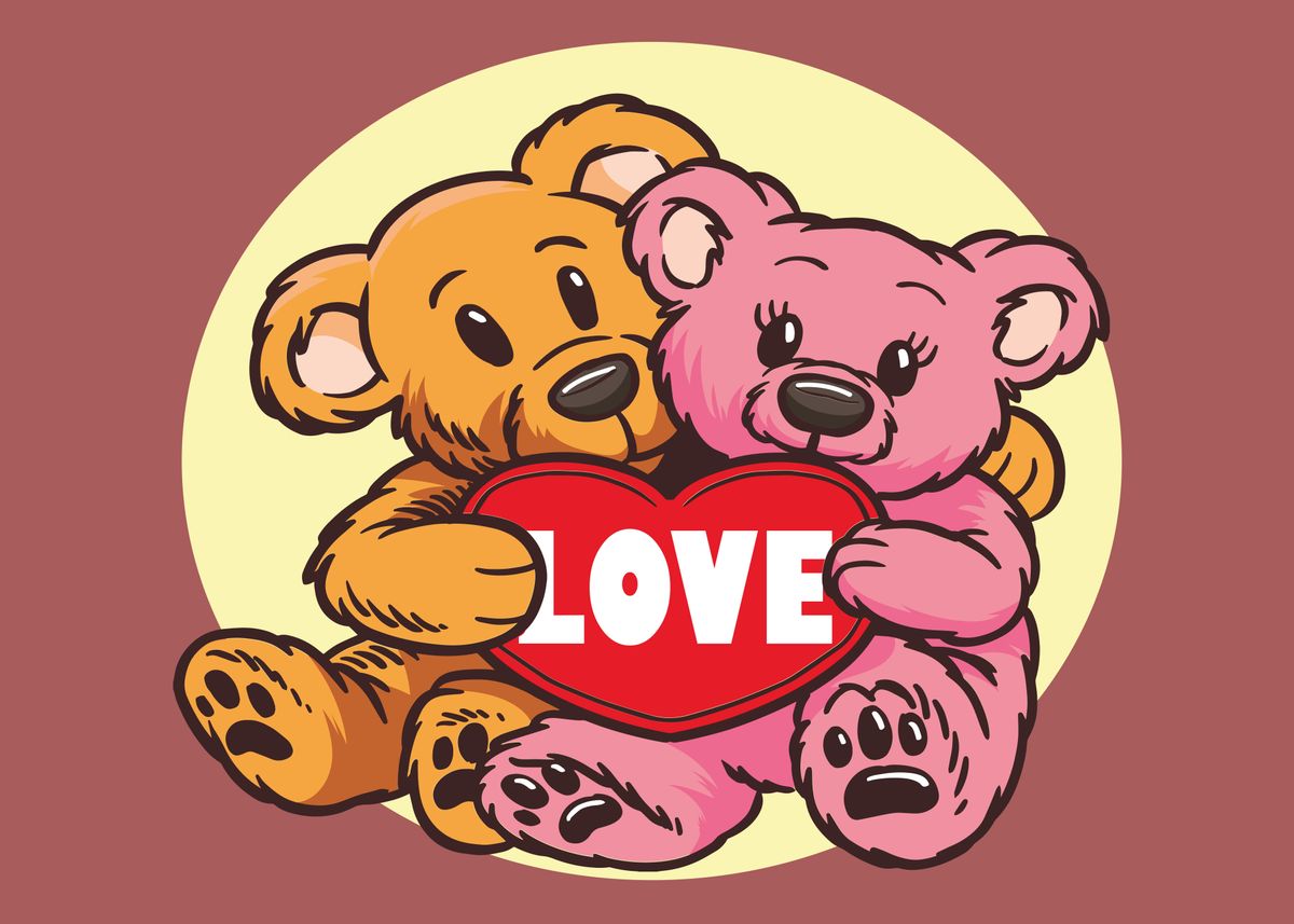 'Cuddly Couple Design' Poster, picture, metal print, paint by ...