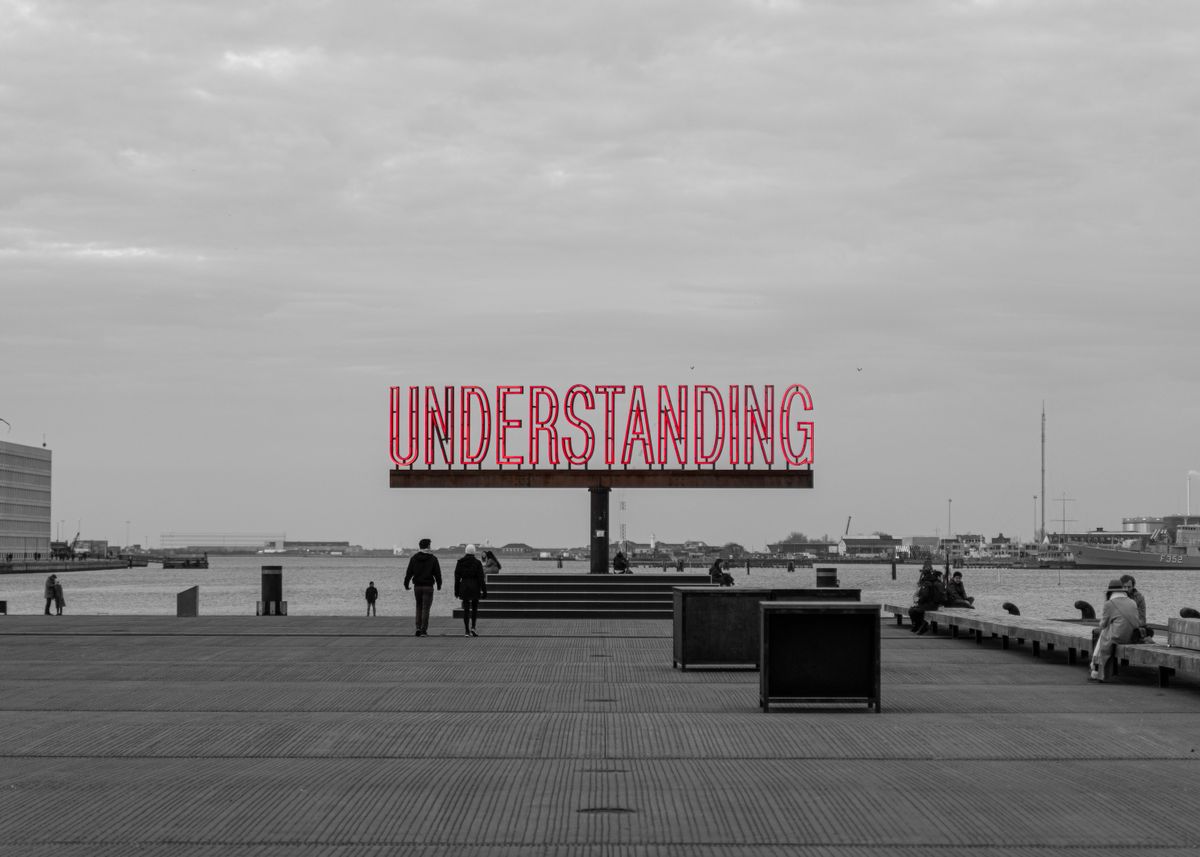 'UNDERSTANDING red sign sea' Poster, picture, metal print, paint by ...
