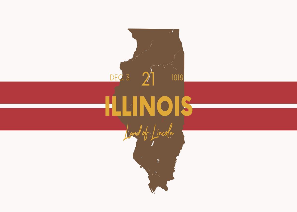 'Illinois State map' Poster, picture, metal print, paint by Designersen ...