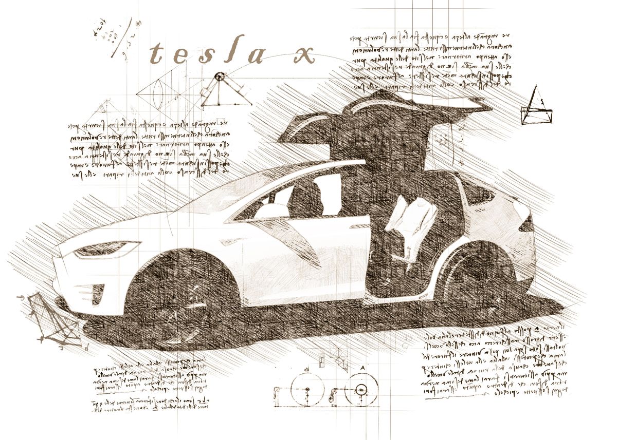 'Tesla Model X' Poster, picture, metal print, paint by Olivier Sohy ...