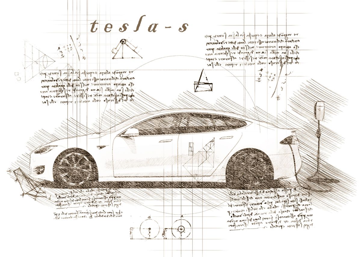 'Tesla Model S' Poster, picture, metal print, paint by Olivier Sohy ...