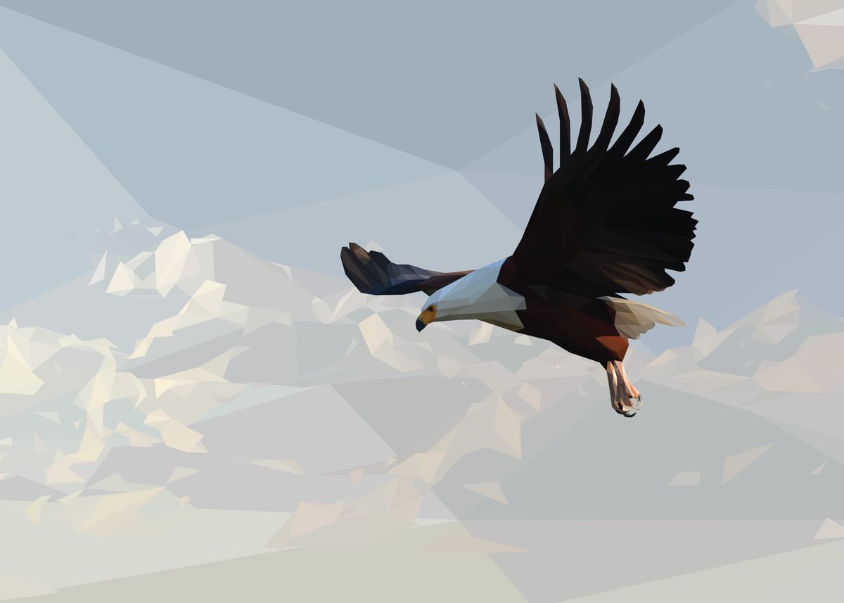 'Low Poly Eagle Flying' Poster by Erin Campbell | Displate