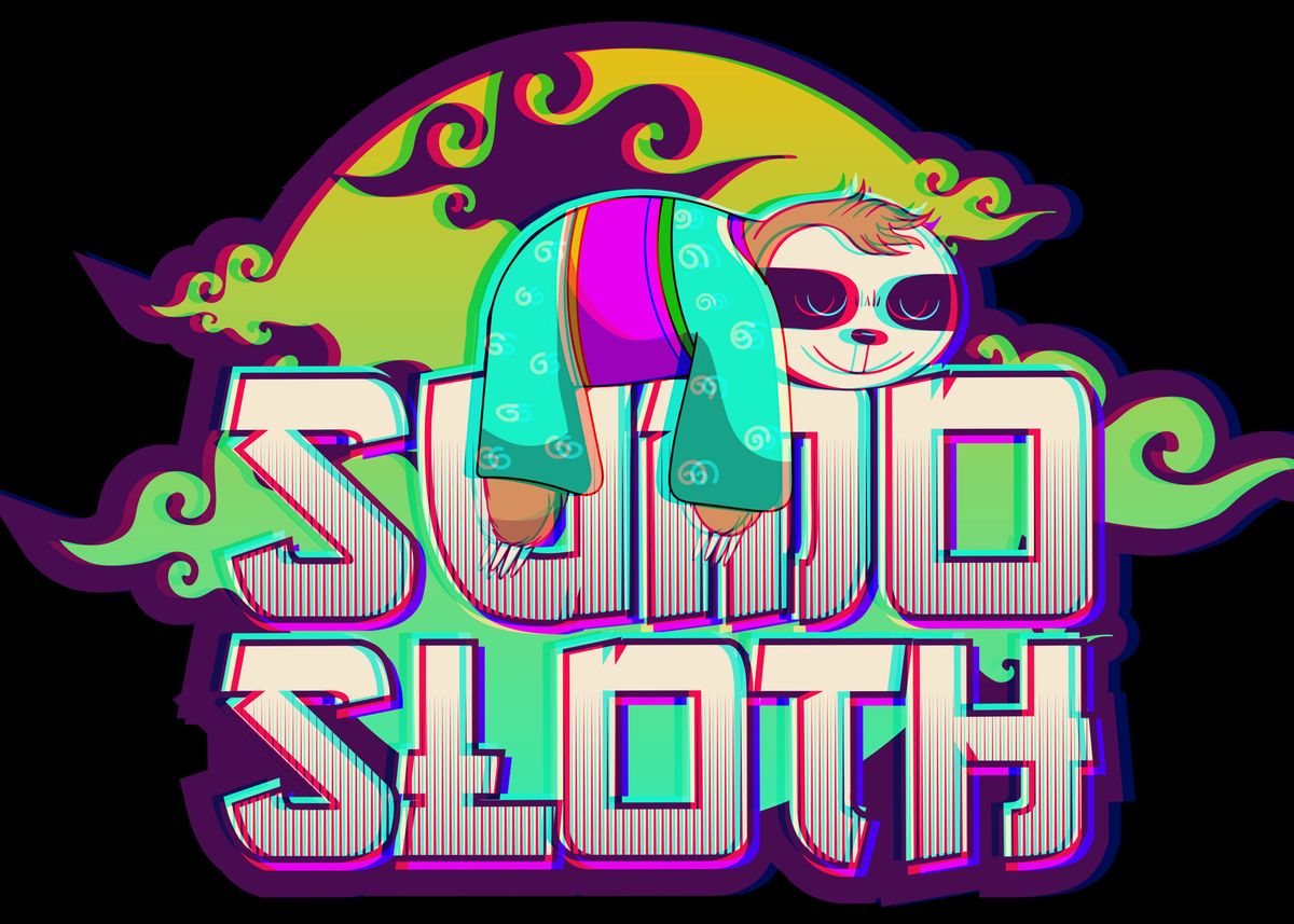 'Sumo Sloth Vaporwave' Poster, picture, metal print, paint by ...