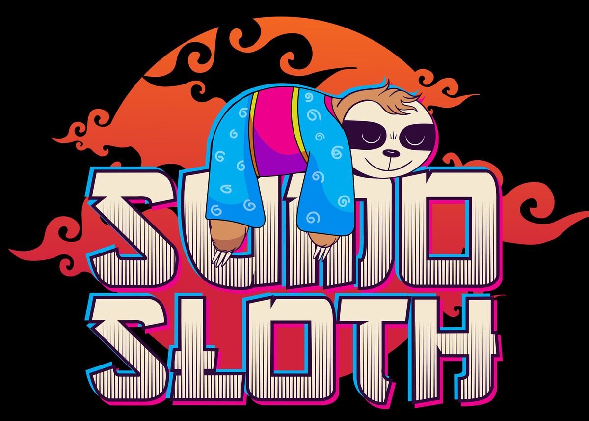 'Sumo Sloth Wrestler Japan' Poster, picture, metal print, paint by ...