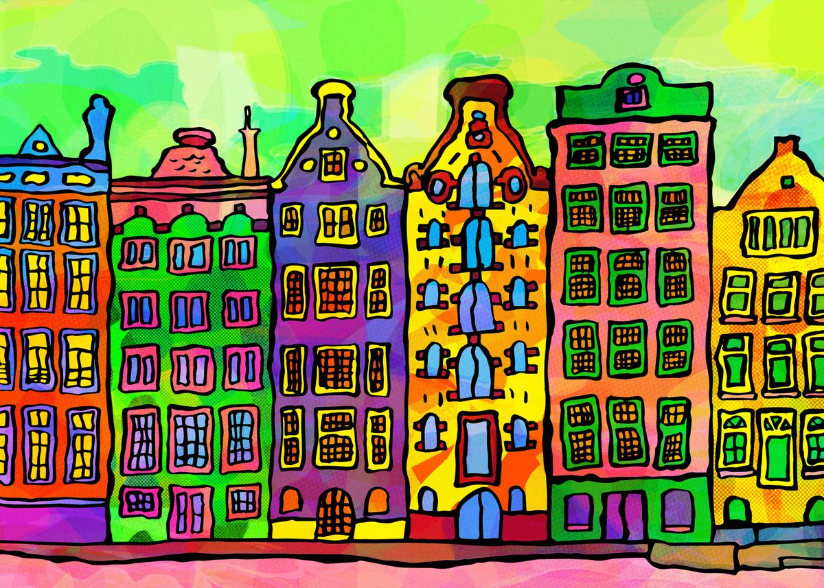 'Amsterdams Dancing Houses' Poster, picture, metal print, paint by ...