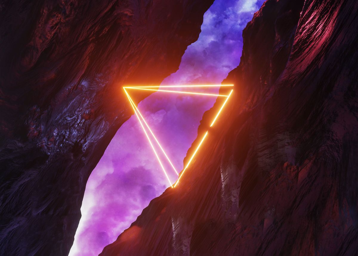 'Neon landscape Triangle' Poster, picture, metal print, paint by ...