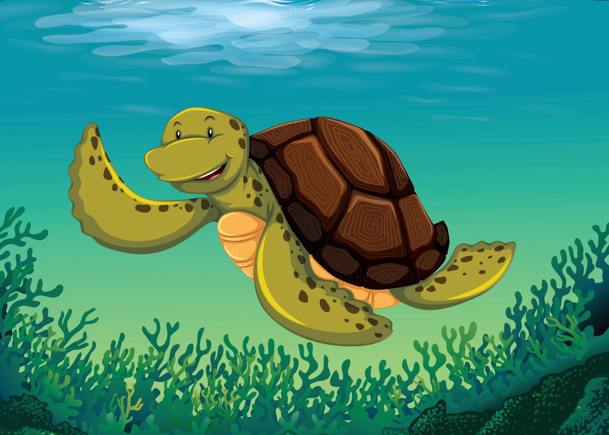 'Turtle Cute' Poster, picture, metal print, paint by Canary Summer ...