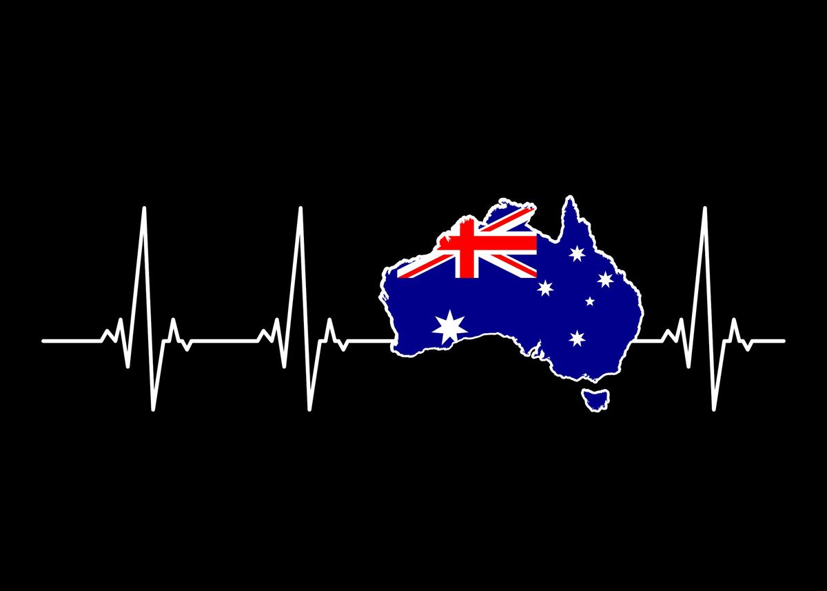 'Australia pulse map flag' Poster, picture, metal print, paint by ...