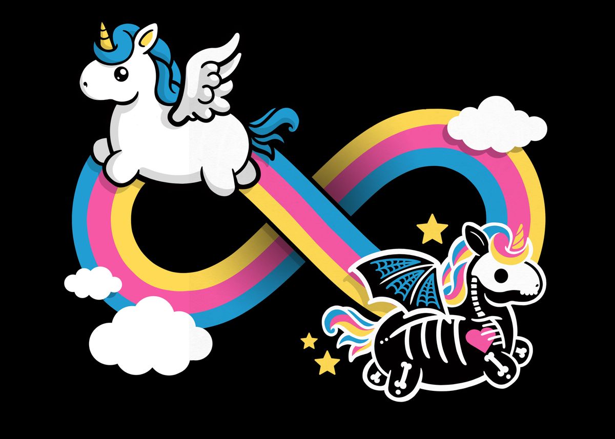 'Infinity unicorns' Poster, picture, metal print, paint by NemiMakeit ...
