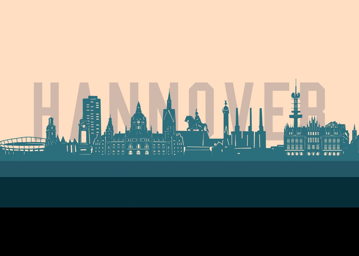 'hannover skyline retro' Poster, picture, metal print, paint by Bekim ...