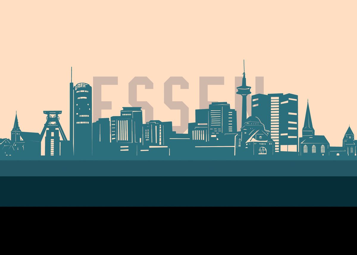 'essen skyline retro' Poster by Bekim Art | Displate