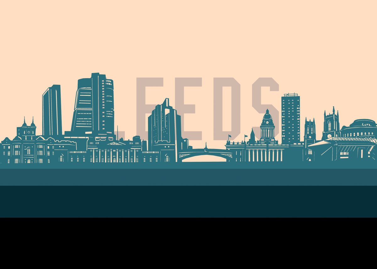 'leeds skyline retro' Poster, picture, metal print, paint by Bekim Art ...