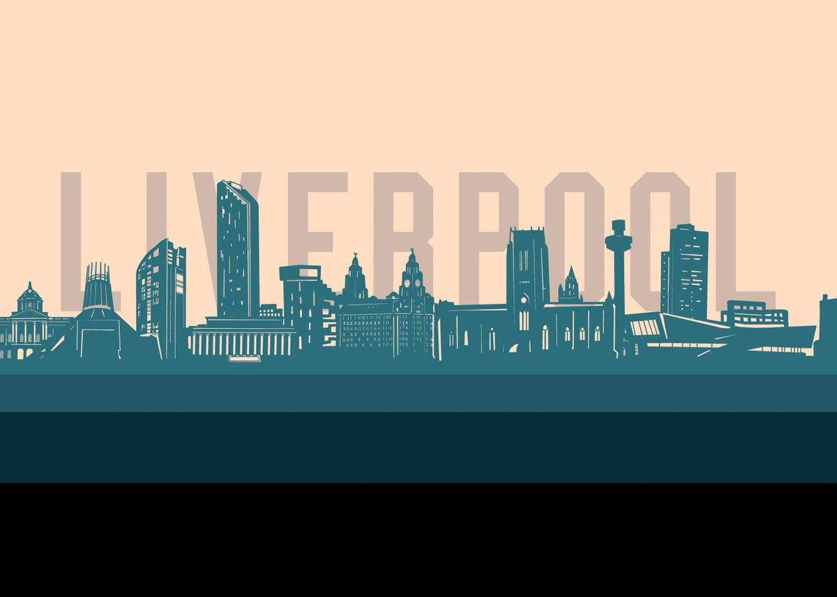 'liverpool skyline retro' Poster, picture, metal print, paint by Bekim ...