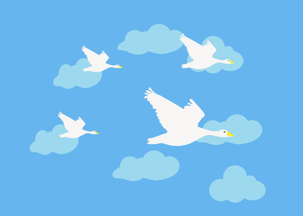 'Geese Flying Clouds Sky ' Poster by Anna Lemos | Displate