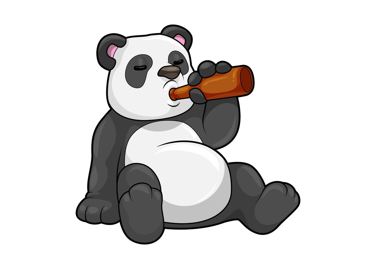 'Panda Bottle of Beer' Poster, picture, metal print, paint by Markus ...