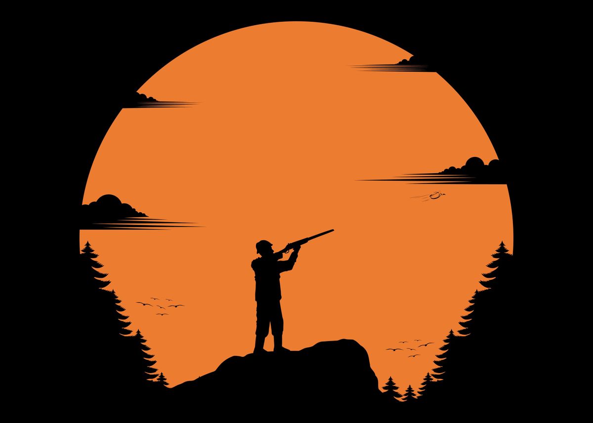 'Clay Shooting Sunset Shoot' Poster by Patrik | Displate