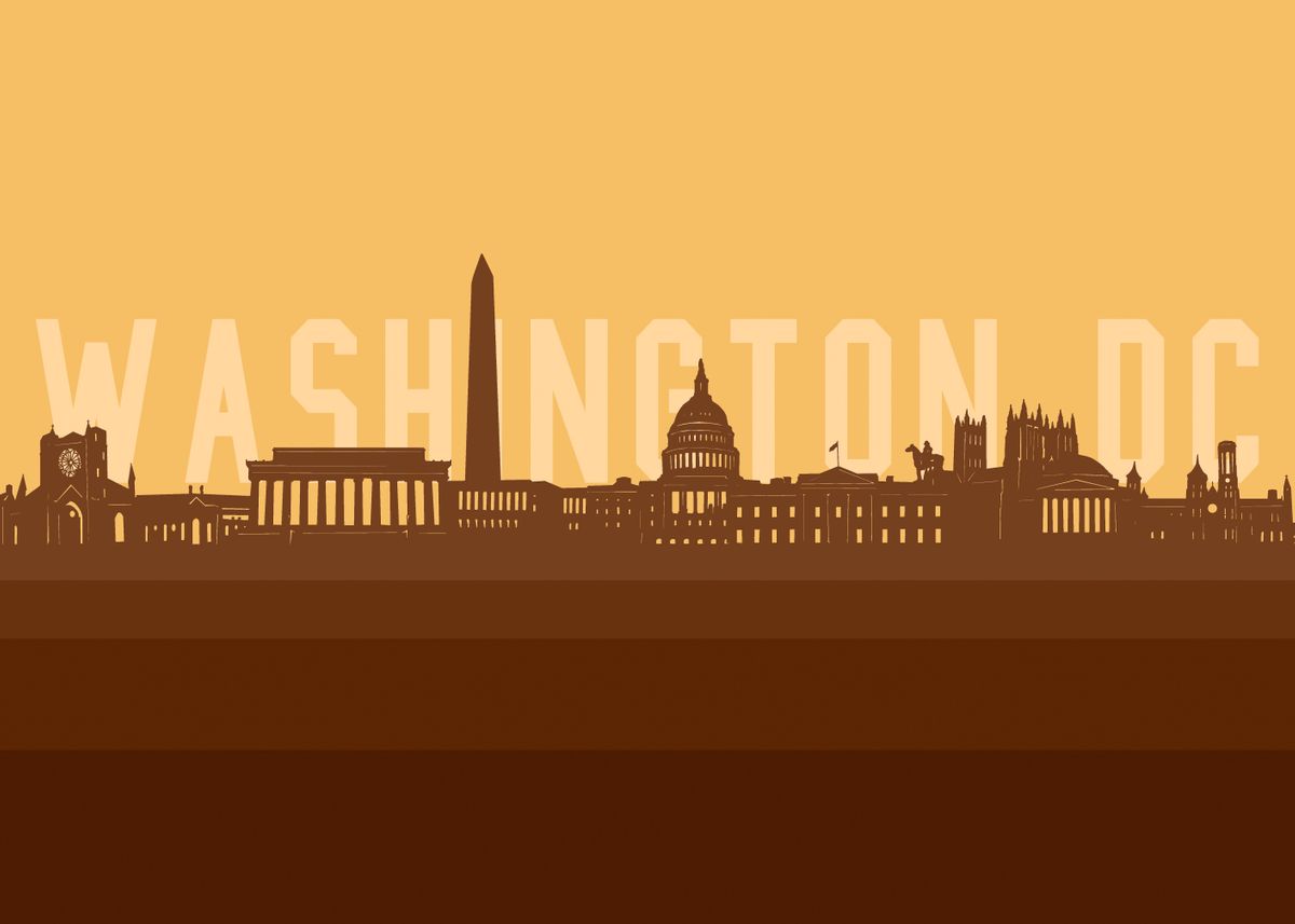 'washington dc skyline ' Poster, picture, metal print, paint by Bekim ...