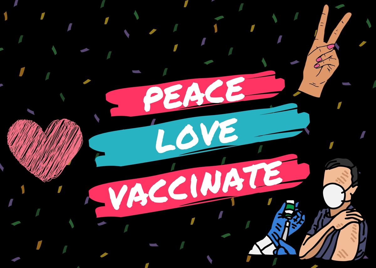 'Peace Love Vaccinate' Poster by Family Cutey | Displate