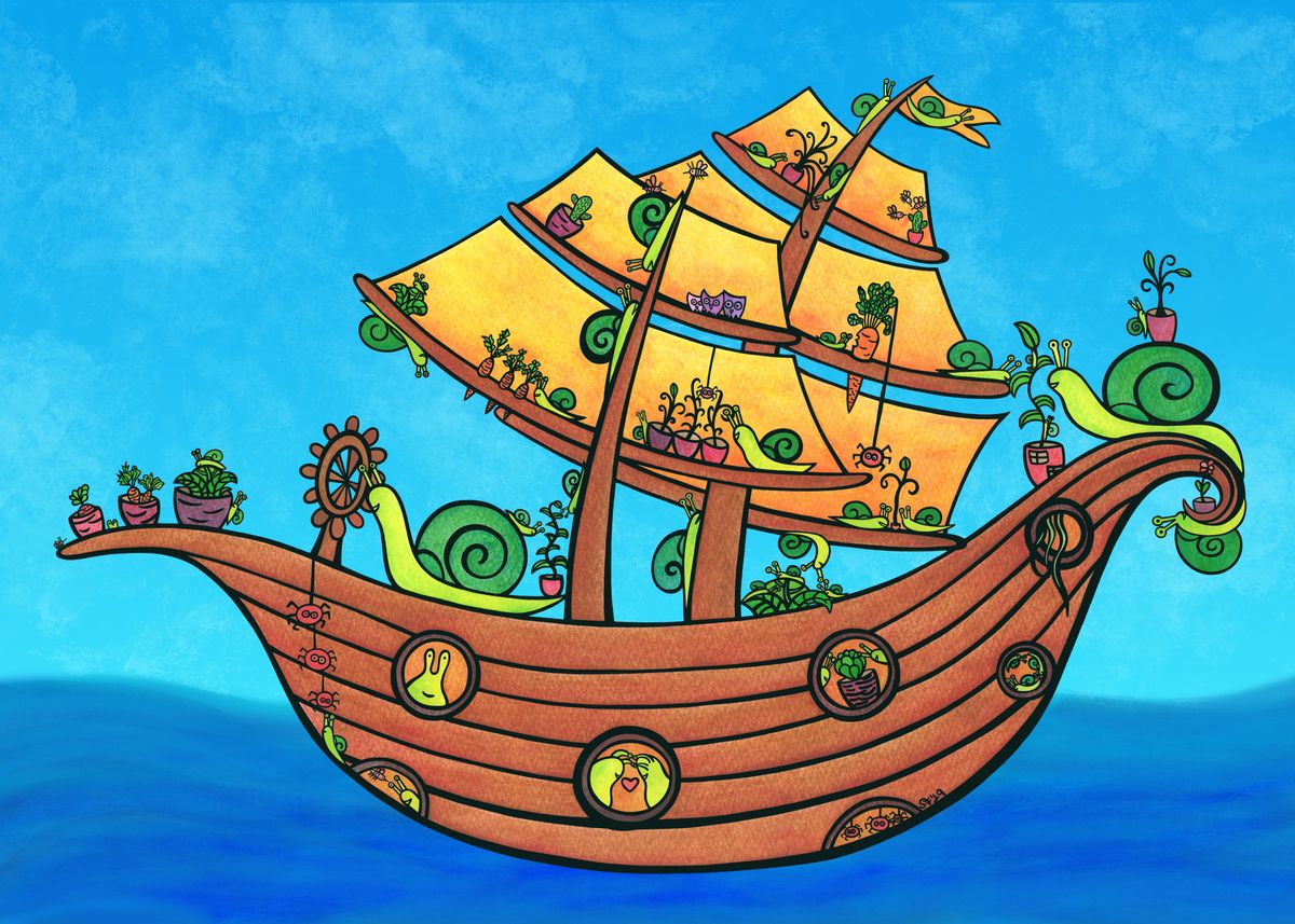 'The Snailing Snailboat' Poster, picture, metal print, paint by Suzie ...