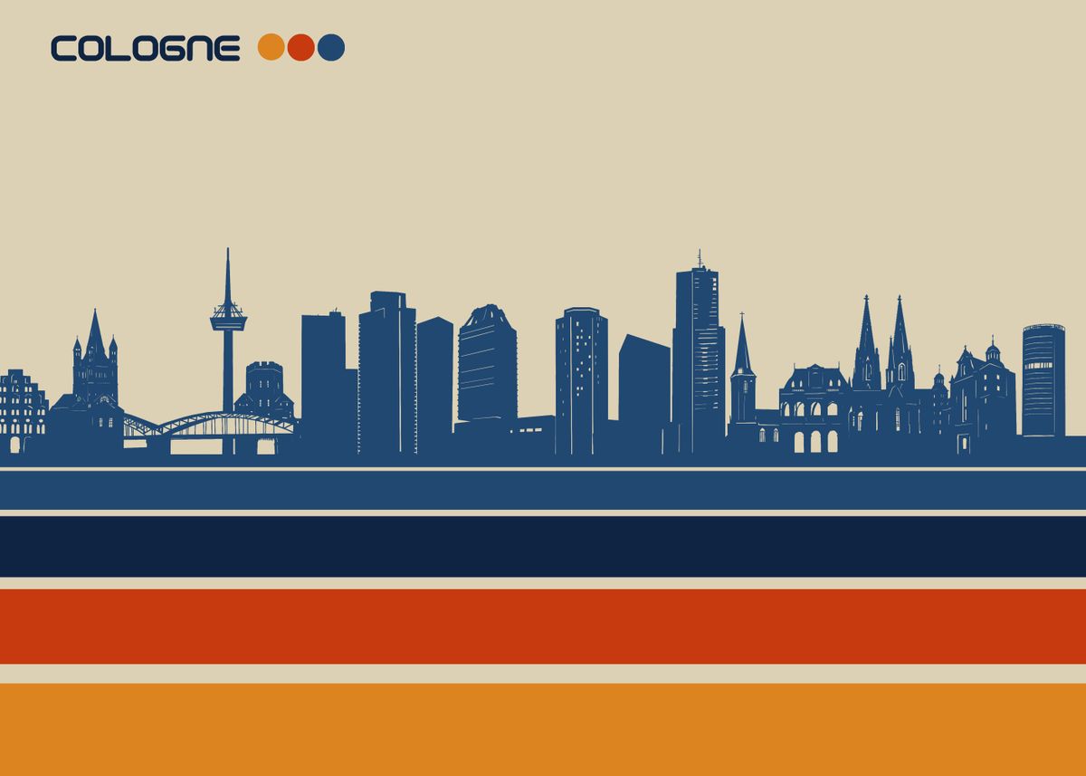 'cologne skyline retro 3' Poster, picture, metal print, paint by Bekim ...