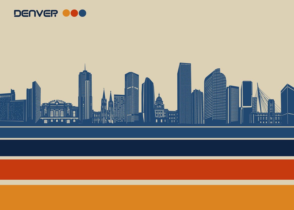 'denver skyline retro 3' Poster, picture, metal print, paint by Bekim ...