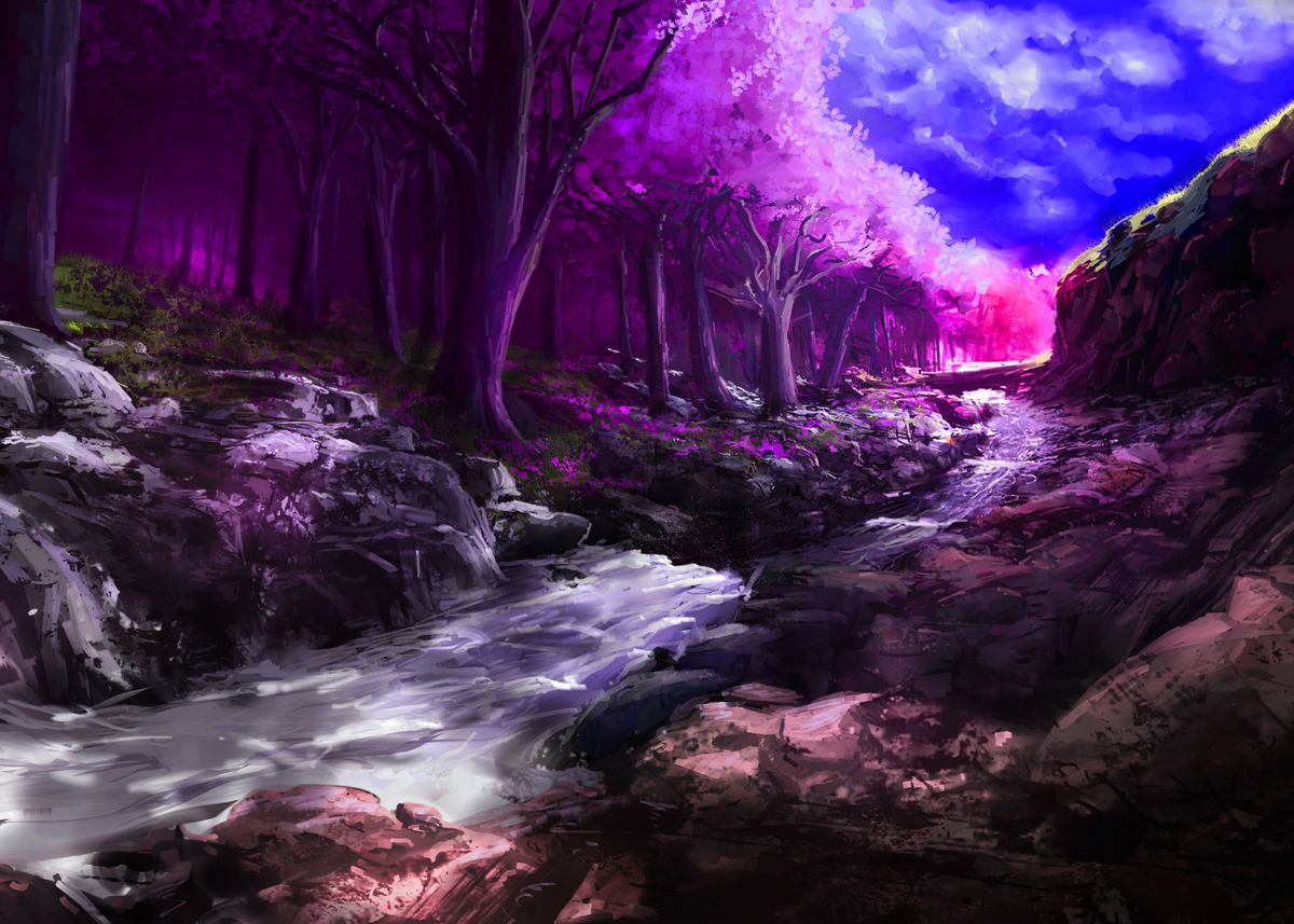 'Beautiful River' Poster, picture, metal print, paint by Jaya Studio ...