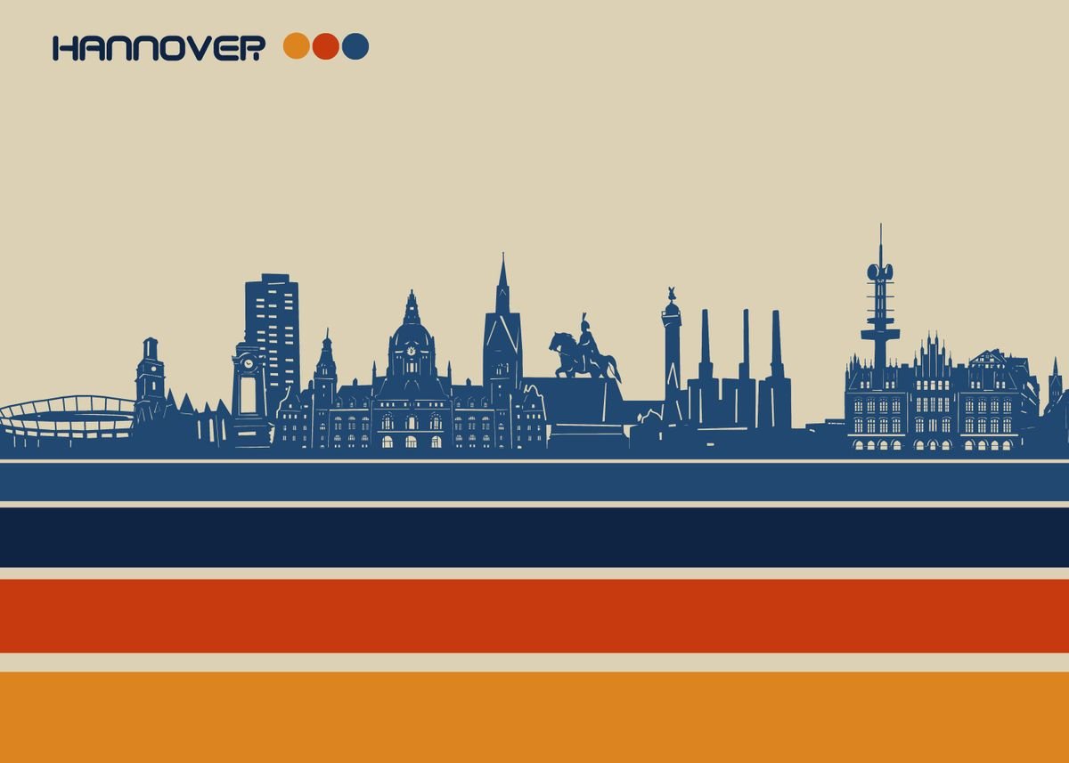 'hannover skyline retro 3' Poster by Bekim Art | Displate