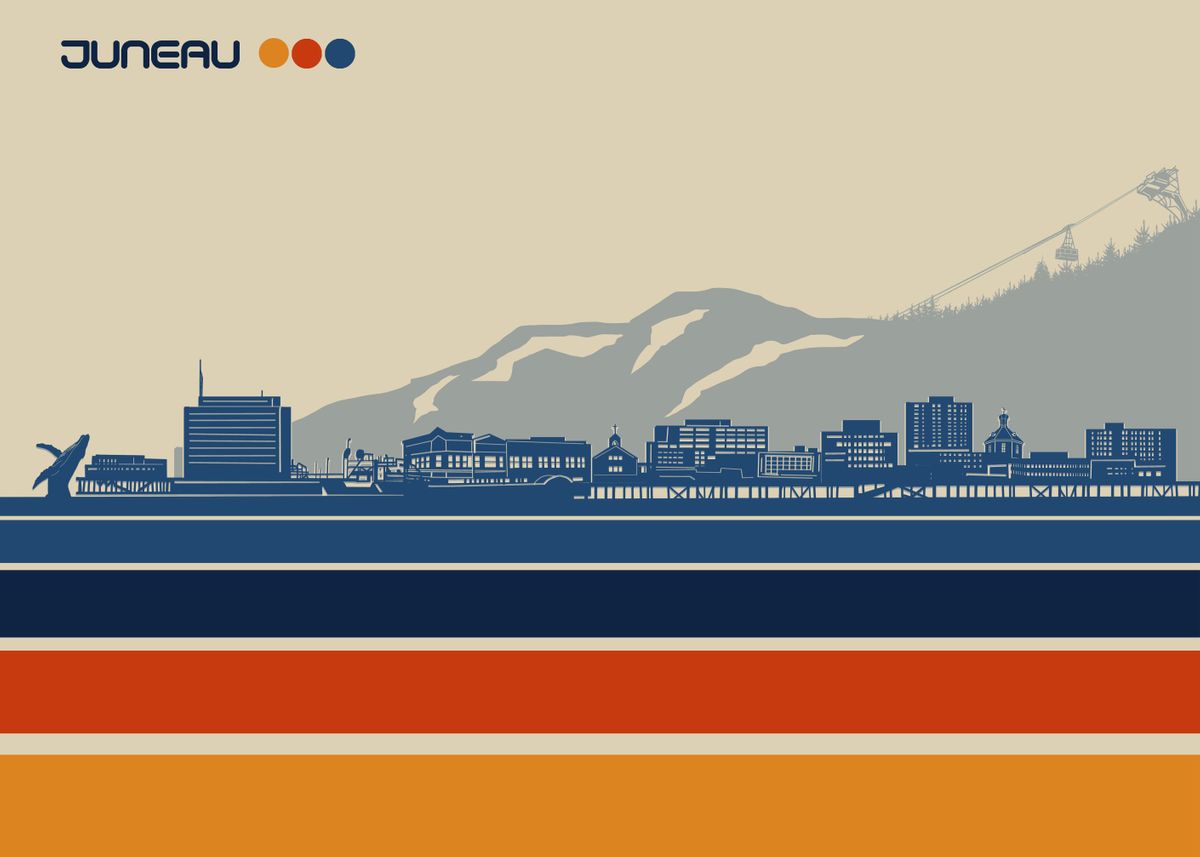 'juneau skyline retro 3' Poster, picture, metal print, paint by Bekim ...