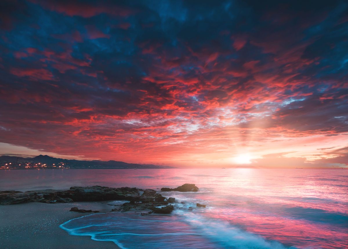 'sunset' Poster, picture, metal print, paint by RonnieArts | Displate