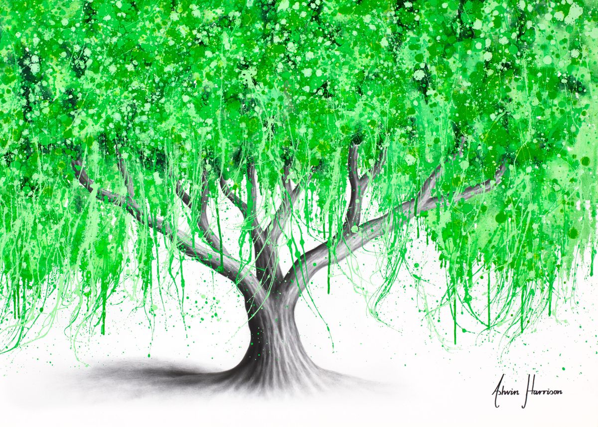 'Waterside Willow Tree ' Poster, picture, metal print, paint by Ashvin ...