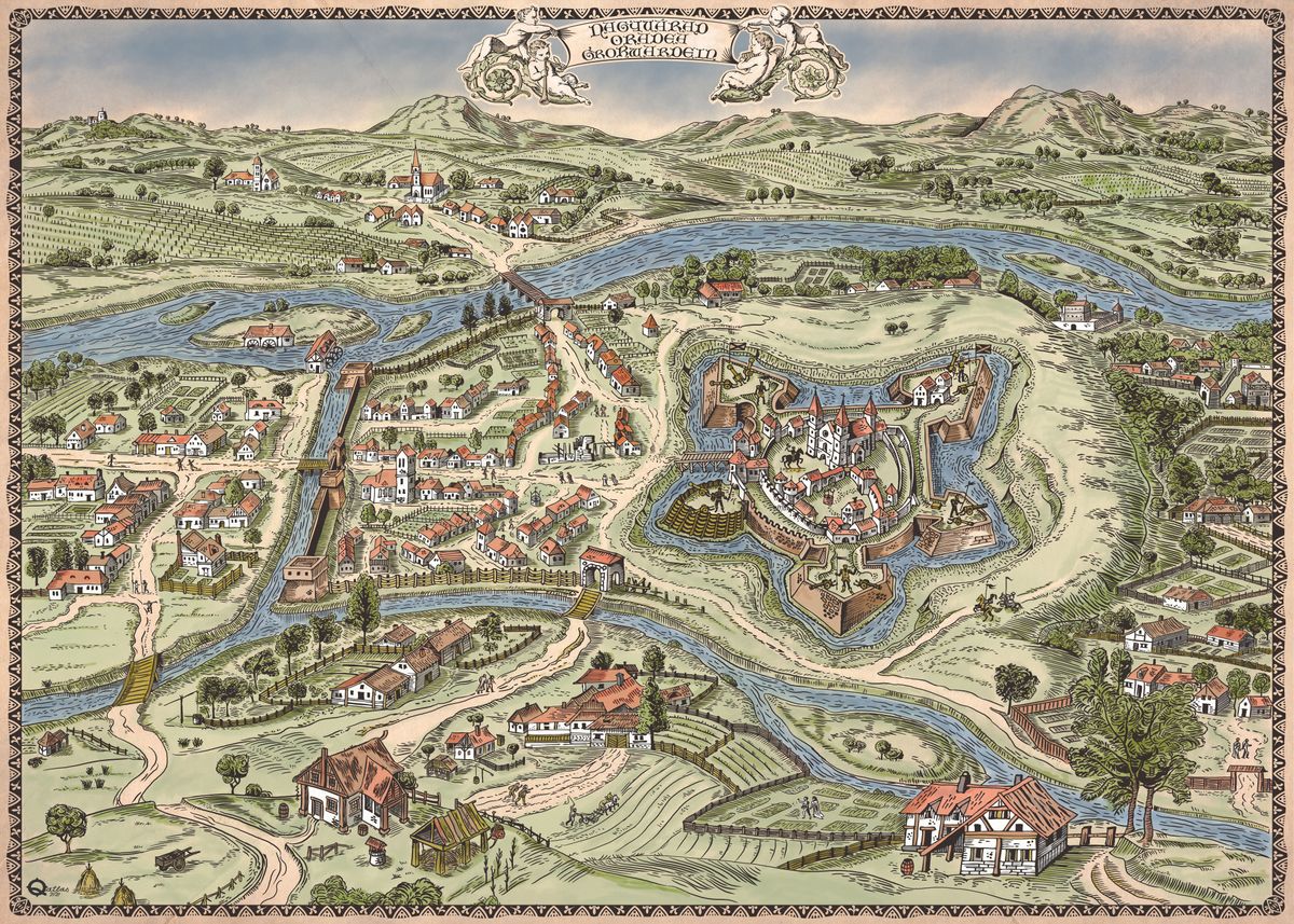 'Varadinum medieval map' Poster, picture, metal print, paint by ...