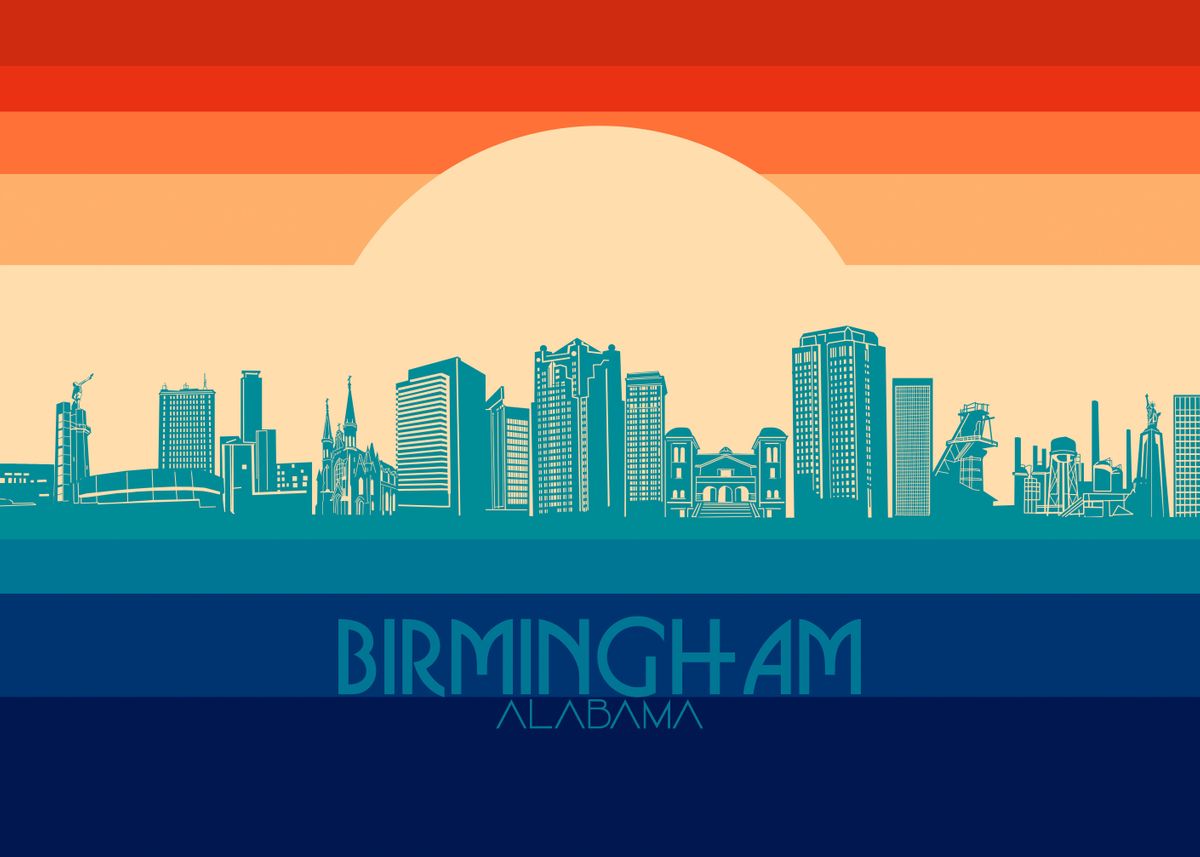 'birmingham al retro 4' Poster by Bekim Art | Displate