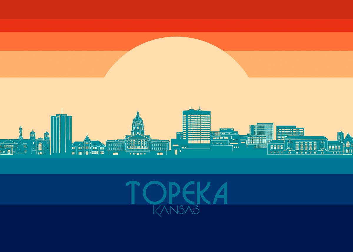 'topeka skyline retro 4' Poster, picture, metal print, paint by Bekim ...
