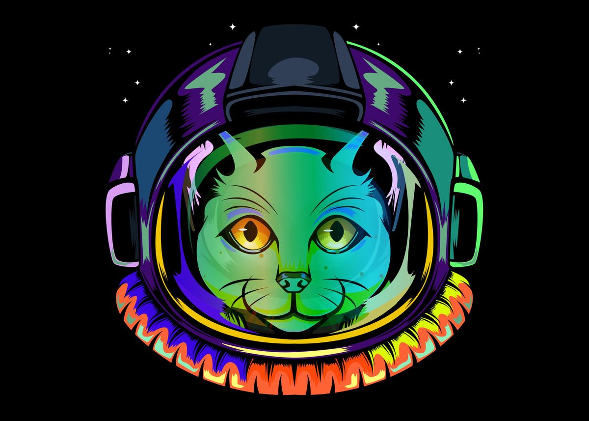 'Galaxy Astronaut Space Cat' Poster by SWAYSHIRT | Displate