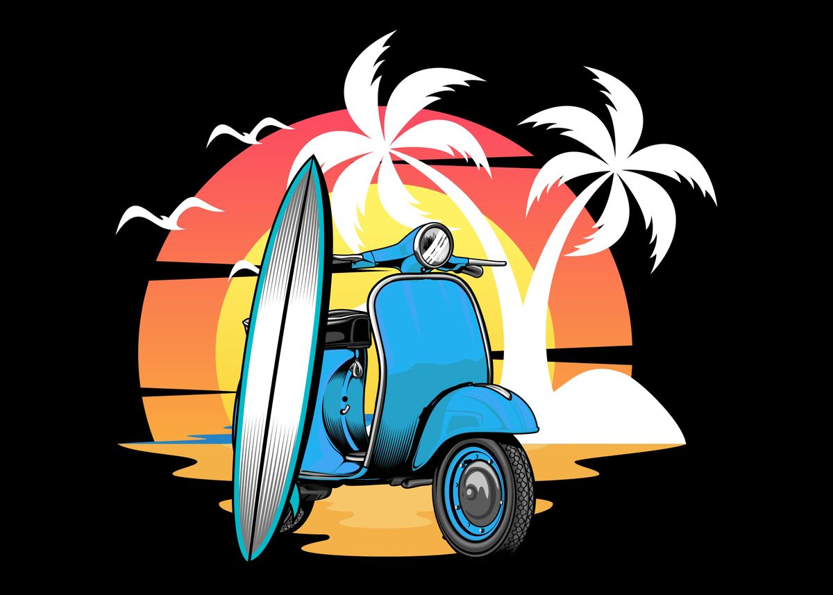 'Scooter Bike Scoot Moped' Poster by BobbyBubble | Displate