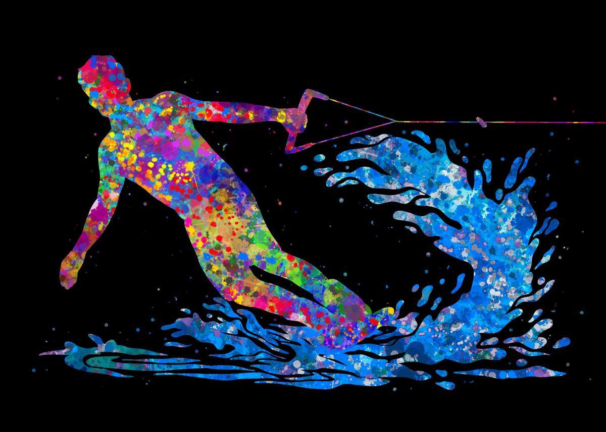 'Wakeboard watercolor art' Poster, picture, metal print, paint by Yahya ...