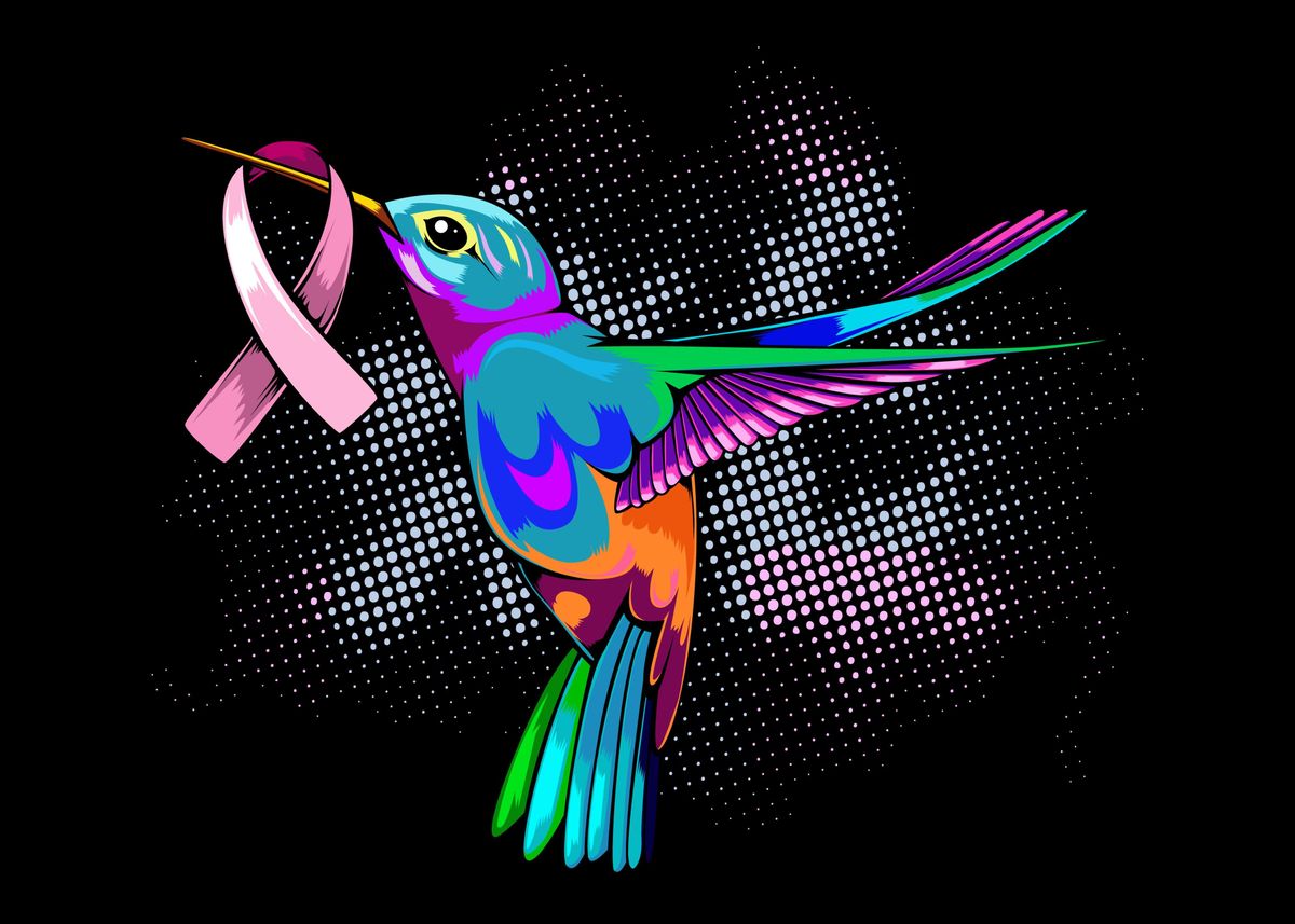 'Hummingbird Breast Cancer' Poster, picture, metal print, paint by ...