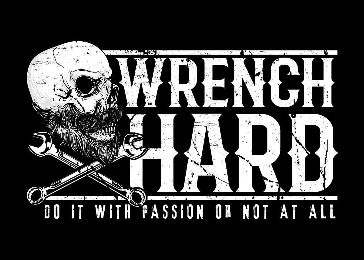 'Wrench Hard Mechanic Skull' Poster, picture, metal print, paint by ...