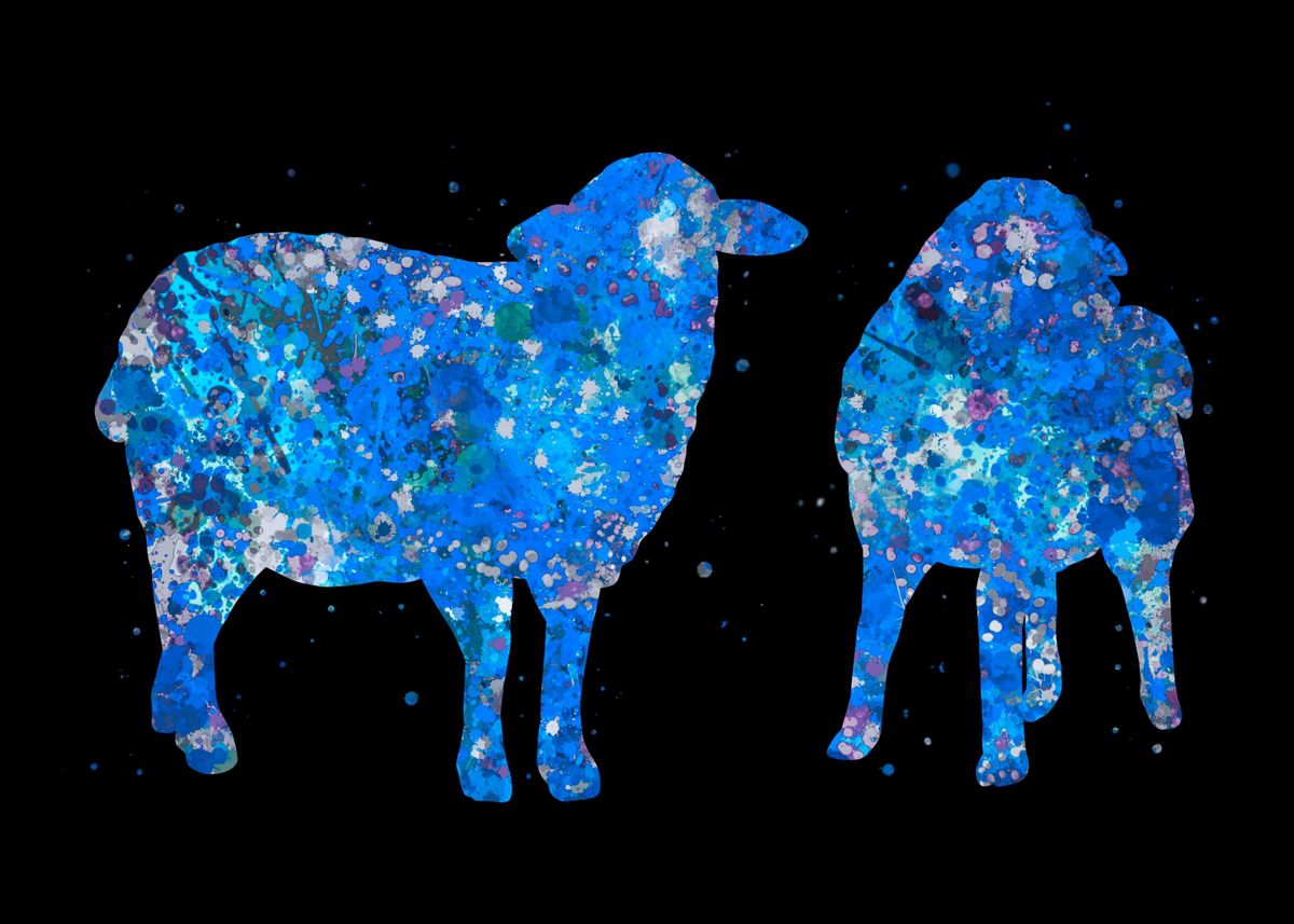 'Sheep blue art' Poster, picture, metal print, paint by Yahya Art ...