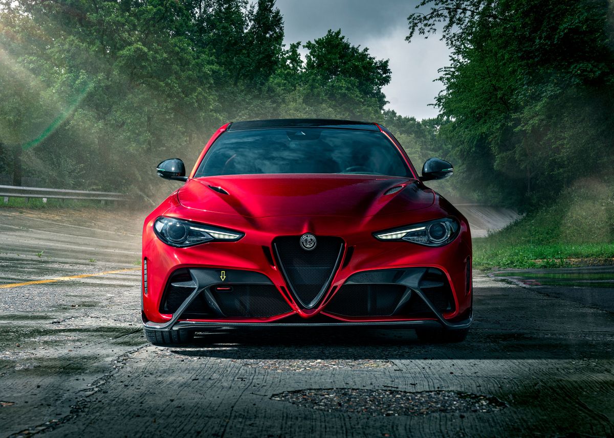 'Red alfa romeo Giulia GTA' Poster, picture, metal print, paint by ...