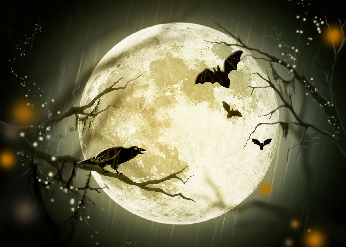 'Bats and Birds Moon' Poster by Iochar | Displate